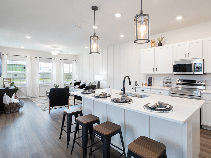 Inspiration Gallery | Aria - Kitchen and Gathering Room | Highland Homes